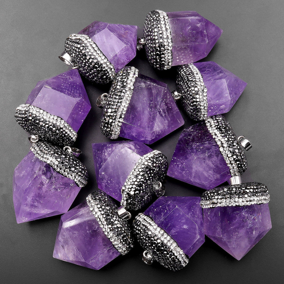 Natural Lilac Purple Amethyst Thick Obelisk Point Pendant Pendulum Cry ...