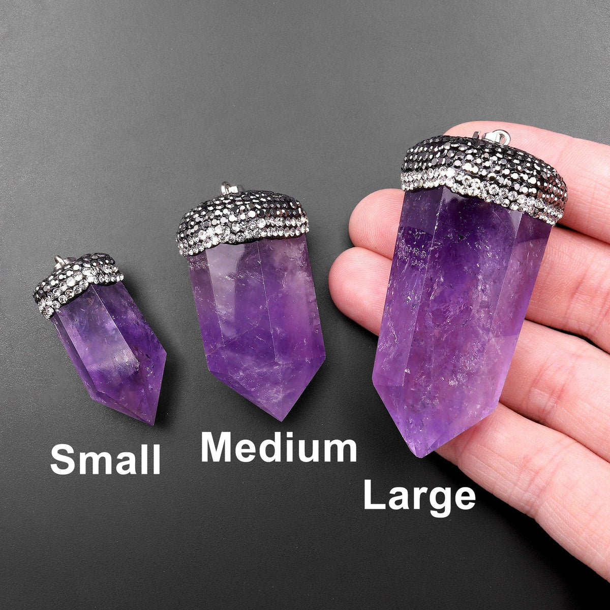 Natural Lilac Purple Amethyst Long Obelisk Point Pendant Pendulum Crys ...