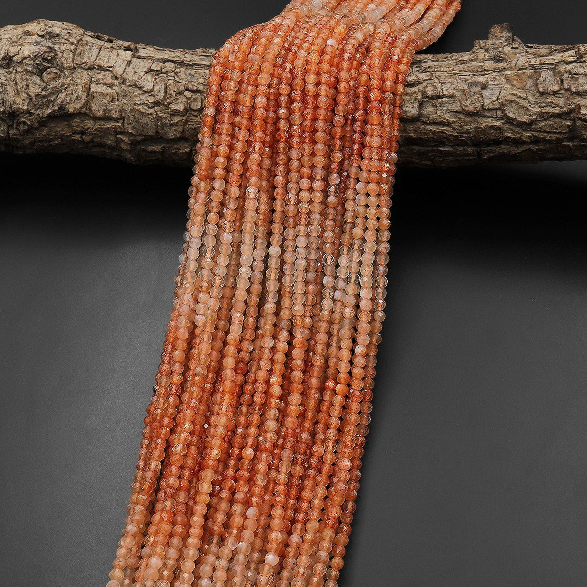 Faceted Natural Arusha Sunstone Round Beads 3mm Sparkling Micro Diamon ...