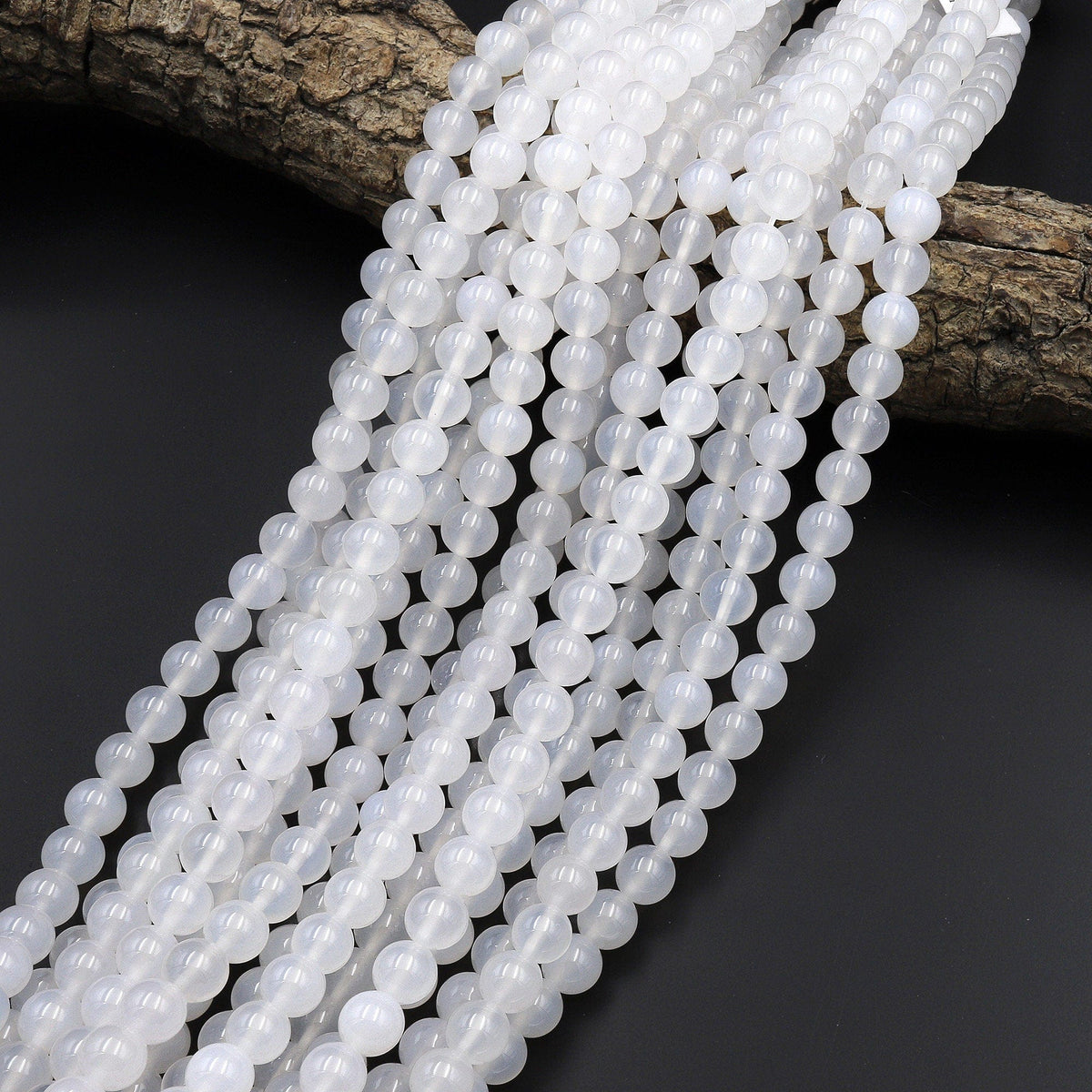 AAA Natural White Agate Smooth Round 4mm 6mm 8mm 10mm Beads 15.5