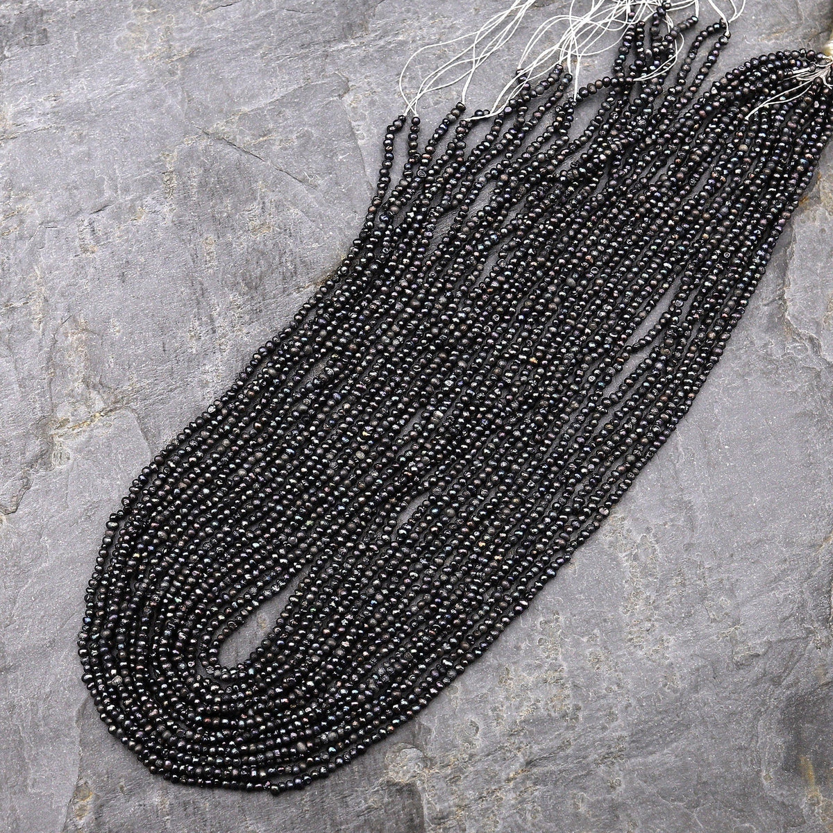 Genuine Freshwater Black Seed Pearls 2mm 3mm Off Round Pearl Beads 15 ...