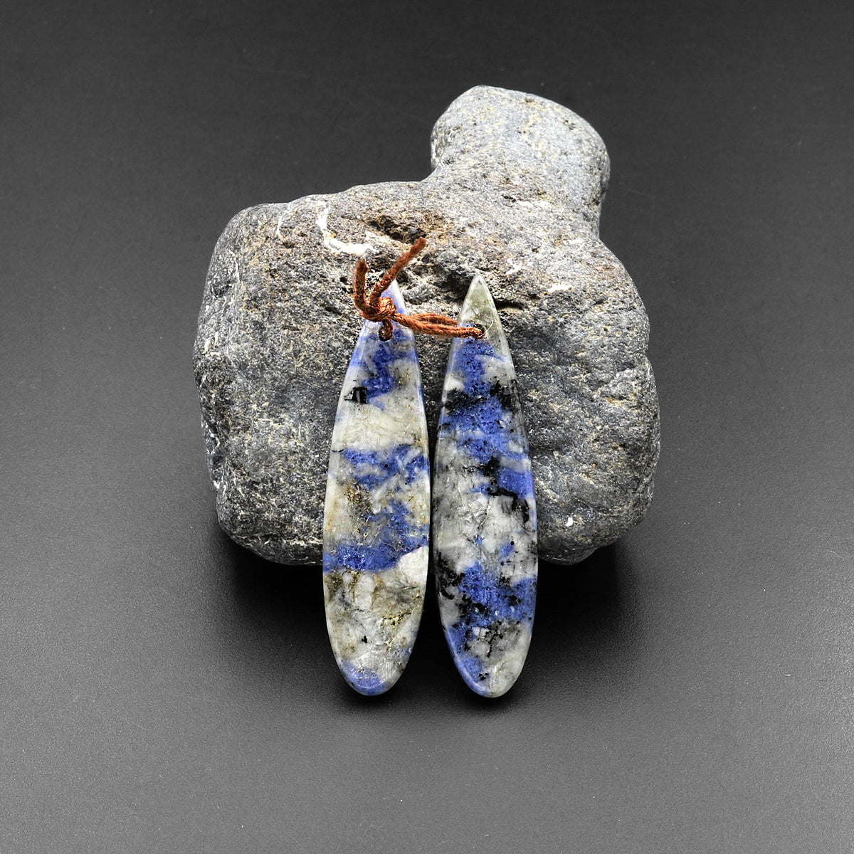 Rare Afghanite Blue Sodalite in Calcite Earring Pair Teardrop Matched ...