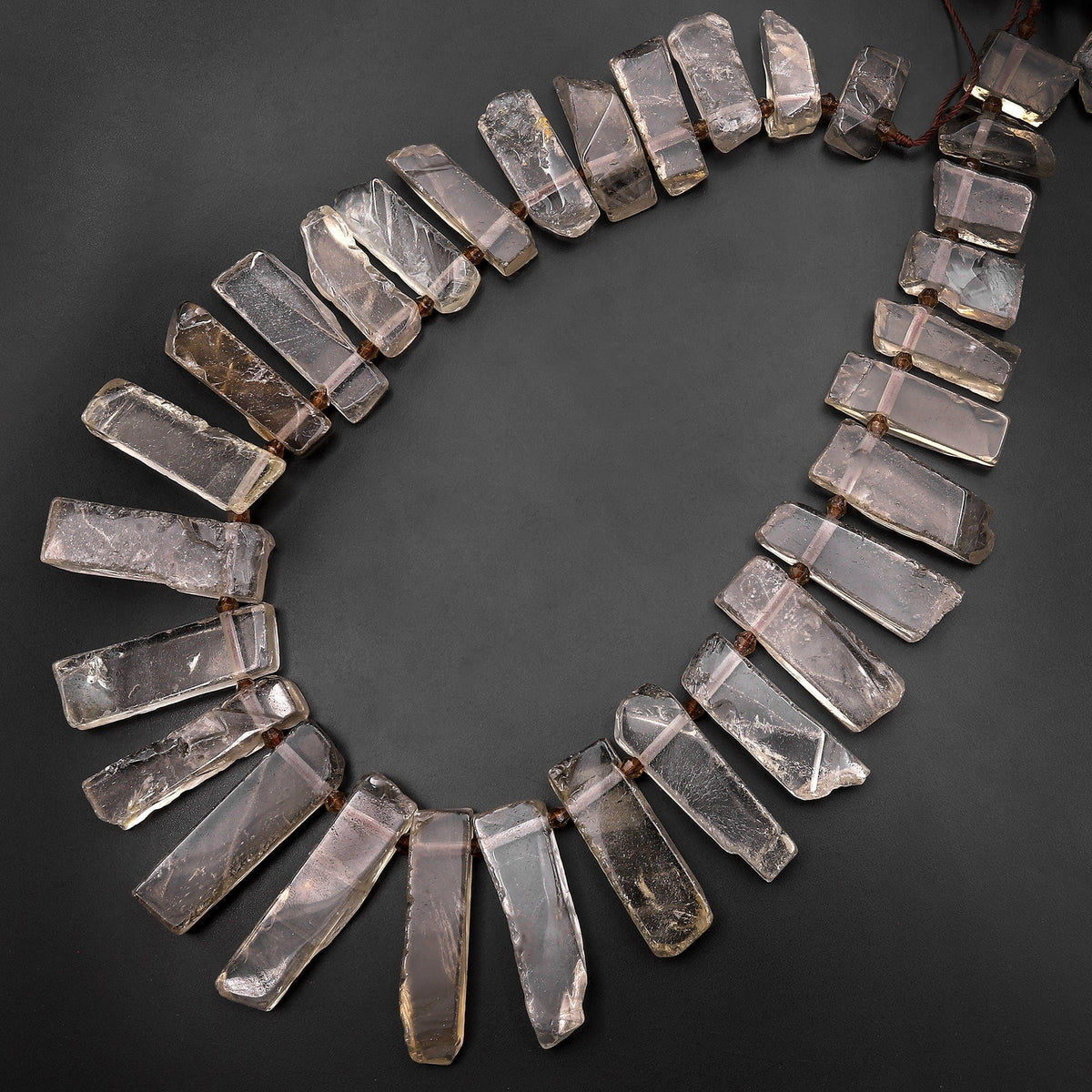 Natural Smoky Quartz Freeform Rectangle Beads Spike Stick Slice Focal ...