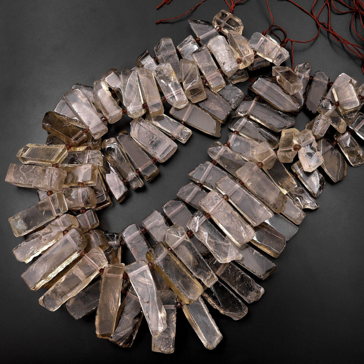 Natural Smoky Quartz Freeform Rectangle Beads Spike Stick Slice Focal ...