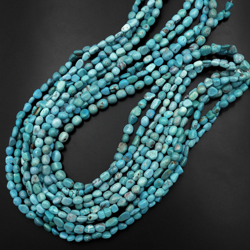 Genuine Natural Light Blue Turquoise Freeform Nugget Pebble 6mm Beads ...