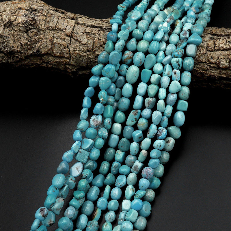 Genuine Natural Light Blue Turquoise Freeform Nugget Pebble 6mm Beads ...