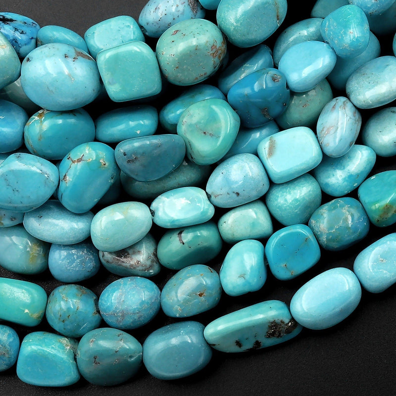 Genuine Natural Light Blue Turquoise Freeform Nugget Pebble 6mm Beads ...