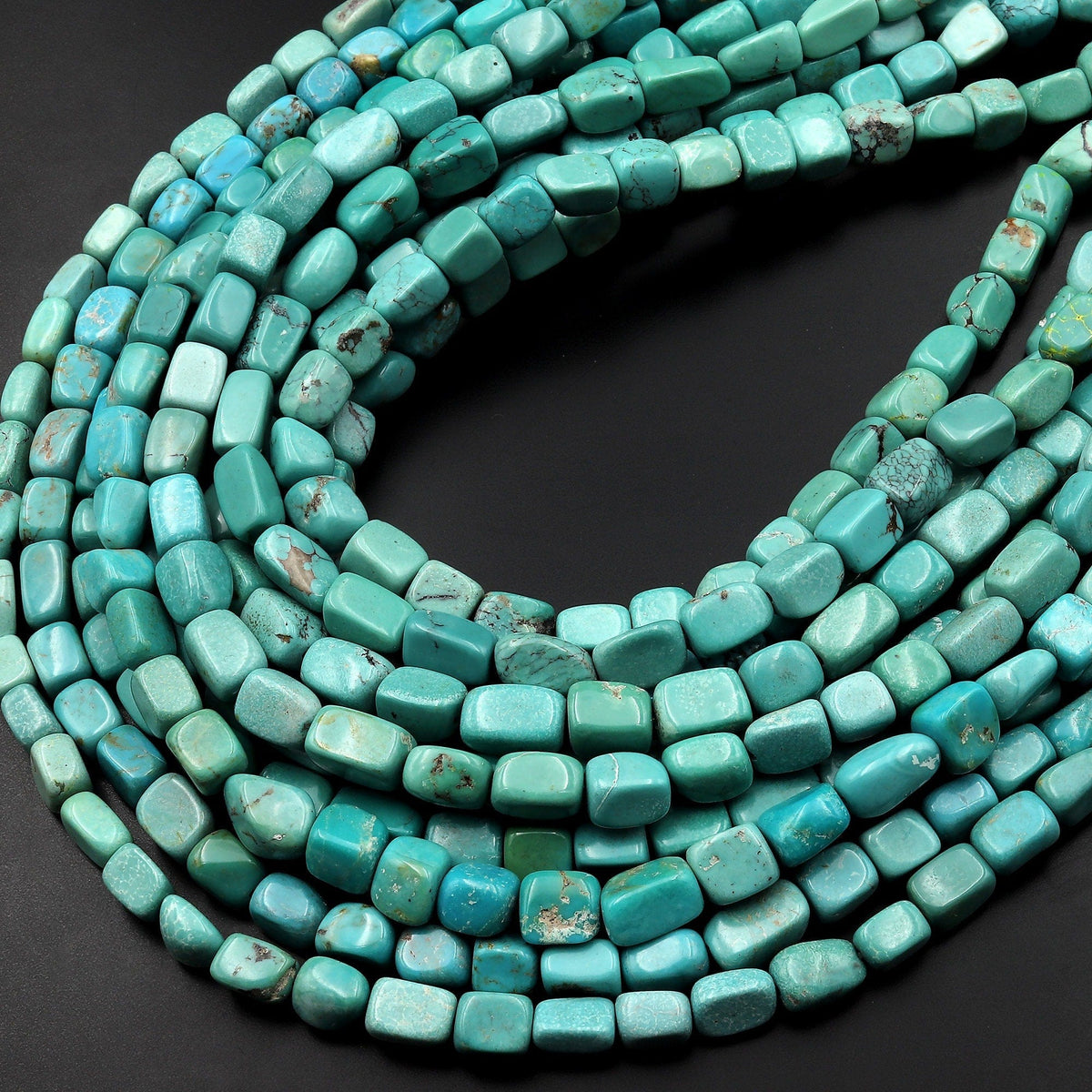Genuine Natural Light Green Turquoise Freeform Rectangle Beads Nuggets ...