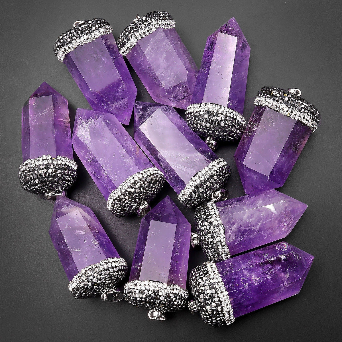 Natural Lilac Purple Amethyst Long Obelisk Point Pendant Pendulum Crys ...