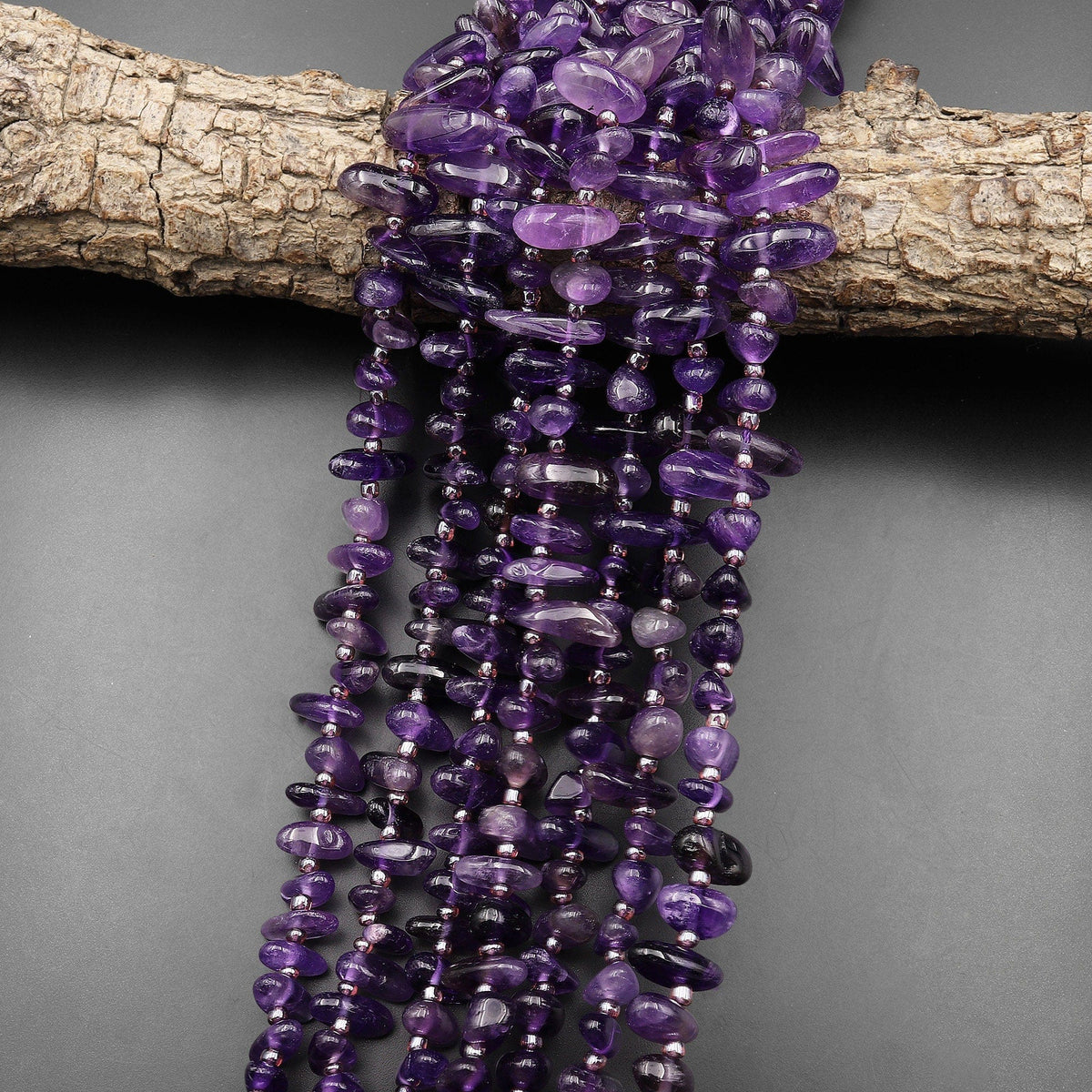 Natural Purple Amethyst Freeform Spike Beads Top Drilled Gemstone 15.5 ...