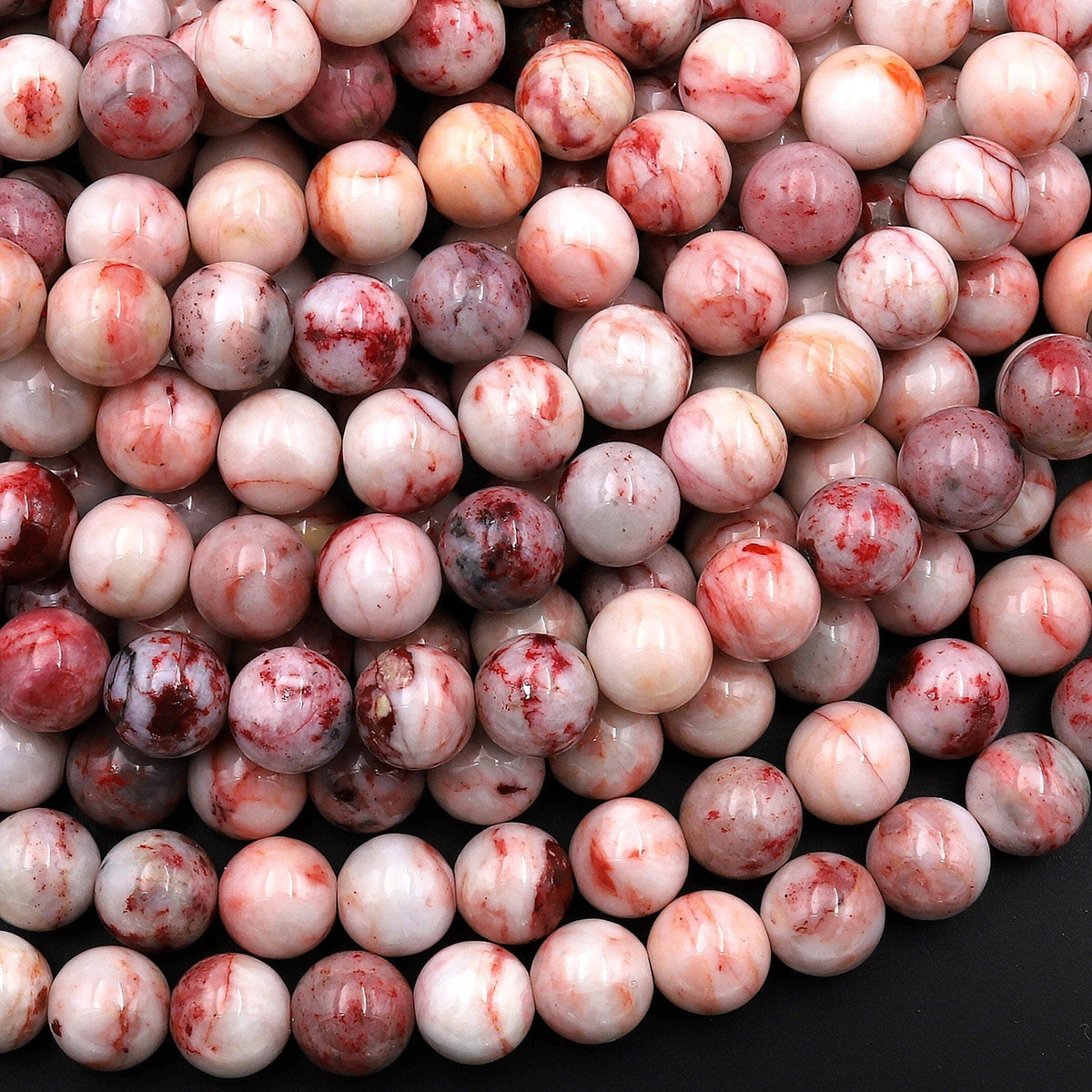 Natural Cinnabrite Cinnabar in Quartz 6mm 8mm 10mm 12mm Round Beads 15 ...