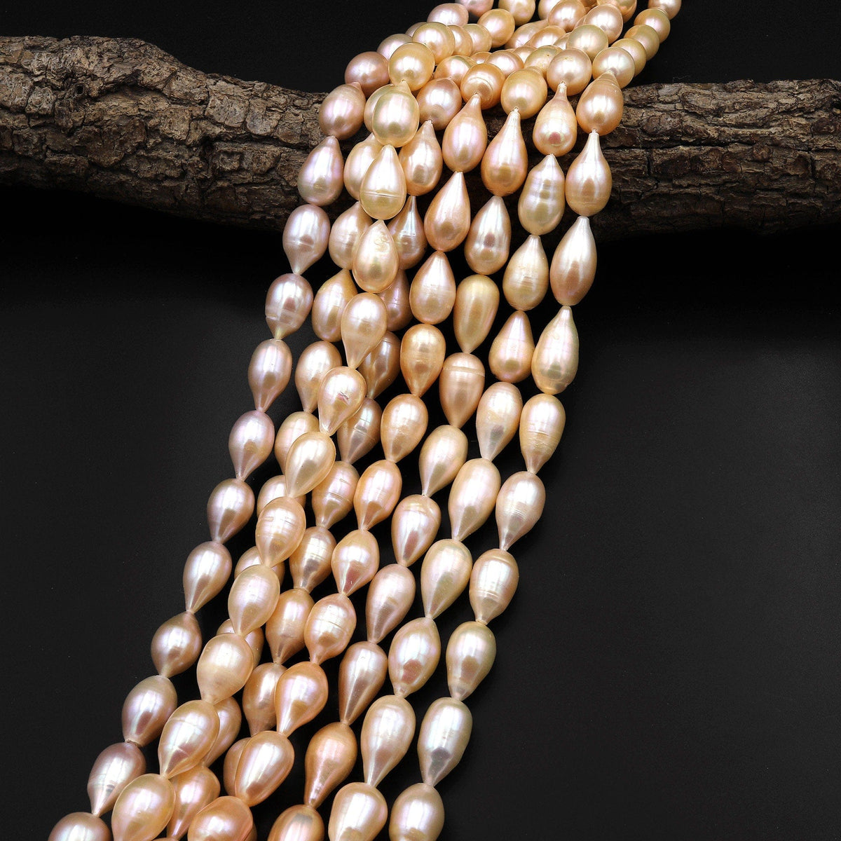 AAA Large Natural Peach Teardrop Pearl Good For Earrings Vertically Dr ...
