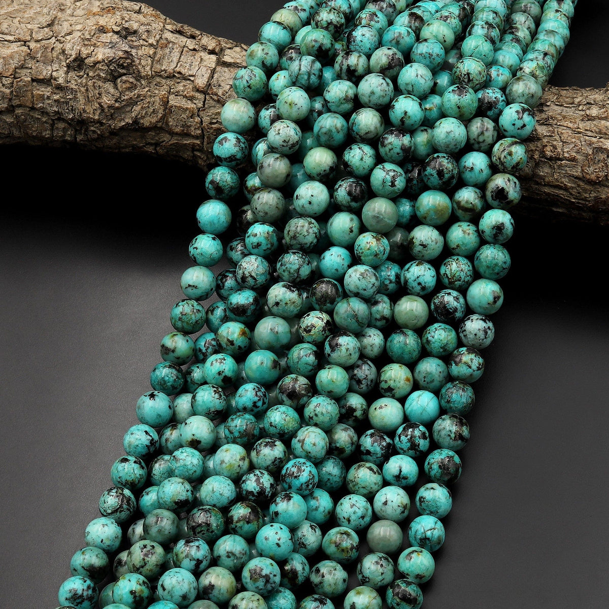 AAA Natural Blue African Turquoise 8mm Round Beads 15.5" Strand ...