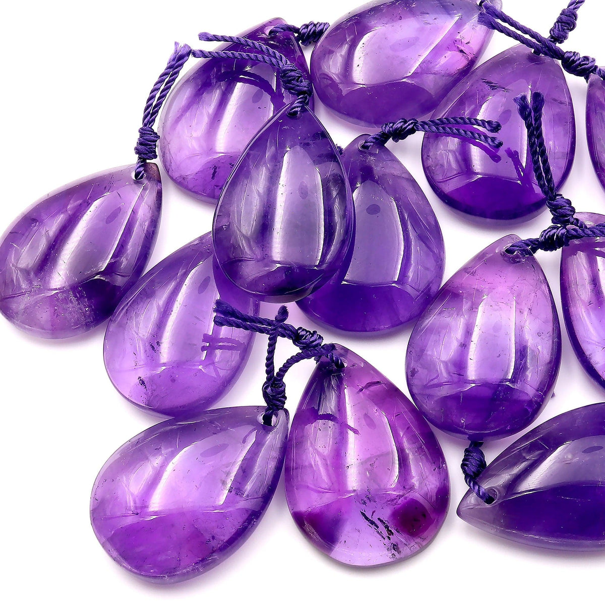 AAA Natural Purple Amethyst Teardrop Pendant Bead Drilled Gemstone ...