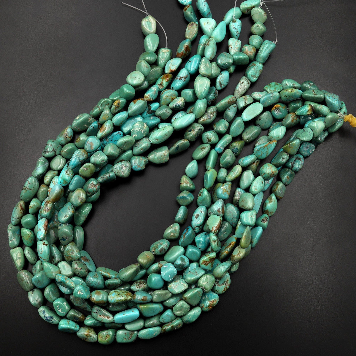 Genuine Natural Green Turquoise Freeform Nugget Pebble Beads 15.5" Str ...
