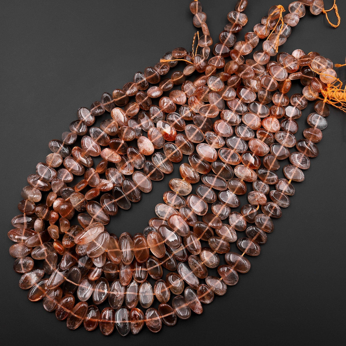 AAA Translucent Natural Sunstone Oval Nugget Beads Center Drilled Spar ...