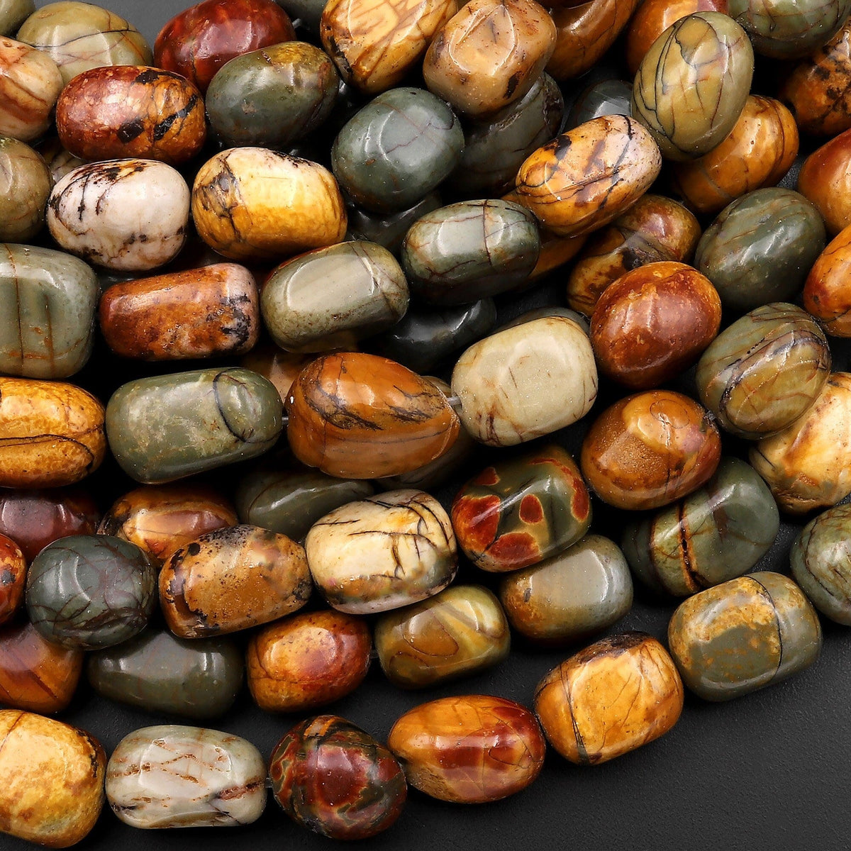 Natural Red Creek Jasper Nugget Beads Aka Multi Color Picasso Jasper 1 ...
