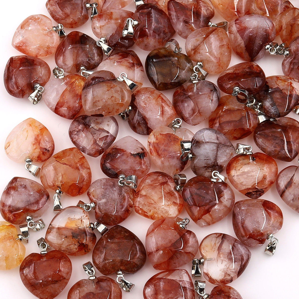 Natural Red Lepidocrocite Quartz Heart Pendant Gemstone – Intrinsic Trading