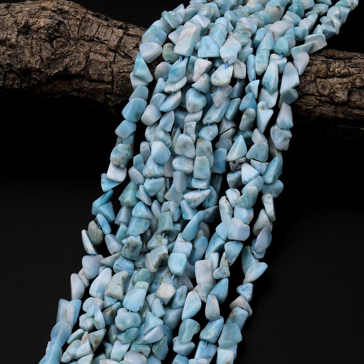 Natural Blue Larimar Freeform Irregular Pebble Chip Nugget Beads Gemst ...