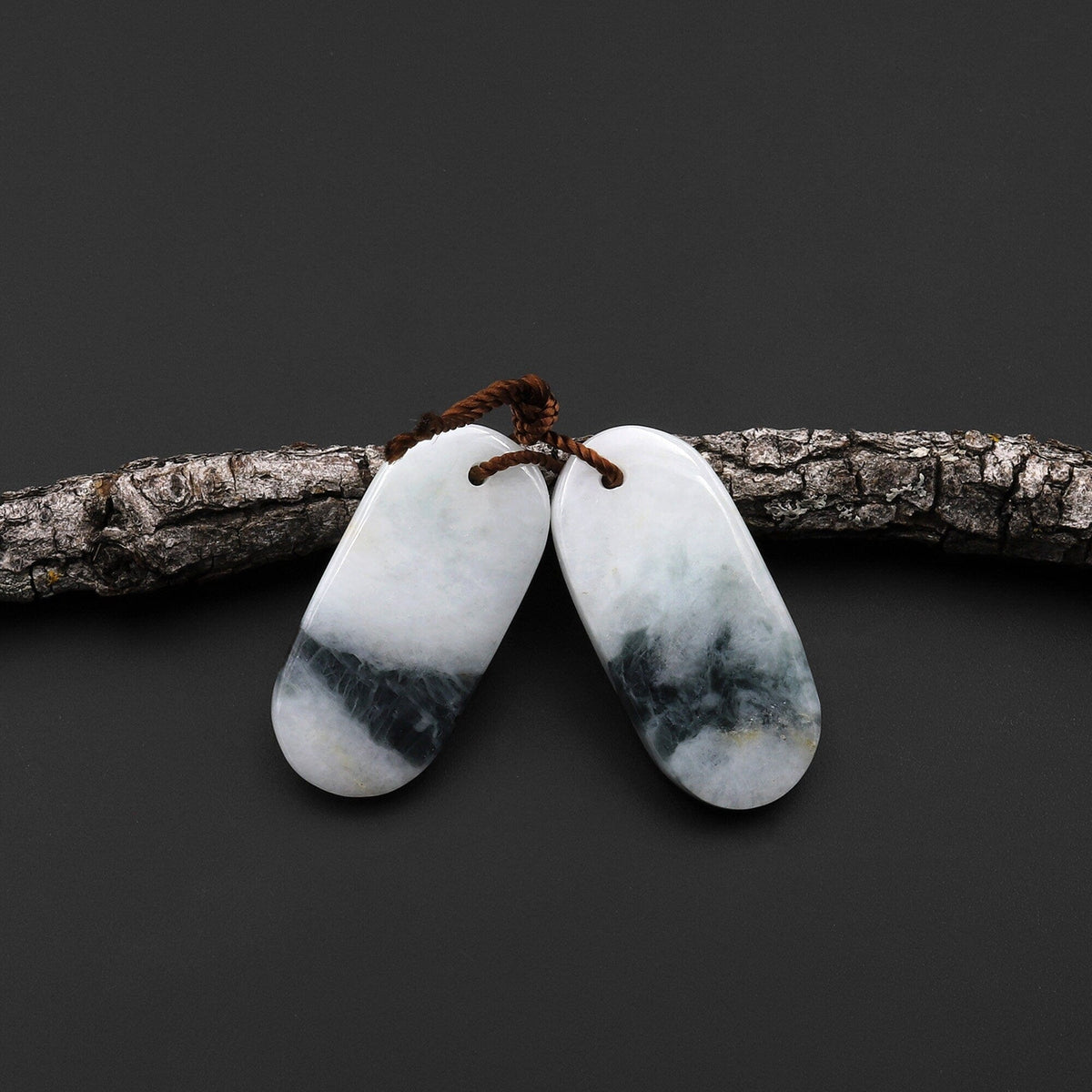 Real Genuine Natural Burma Jade Green Long Oval Earring Pair Gemstone ...