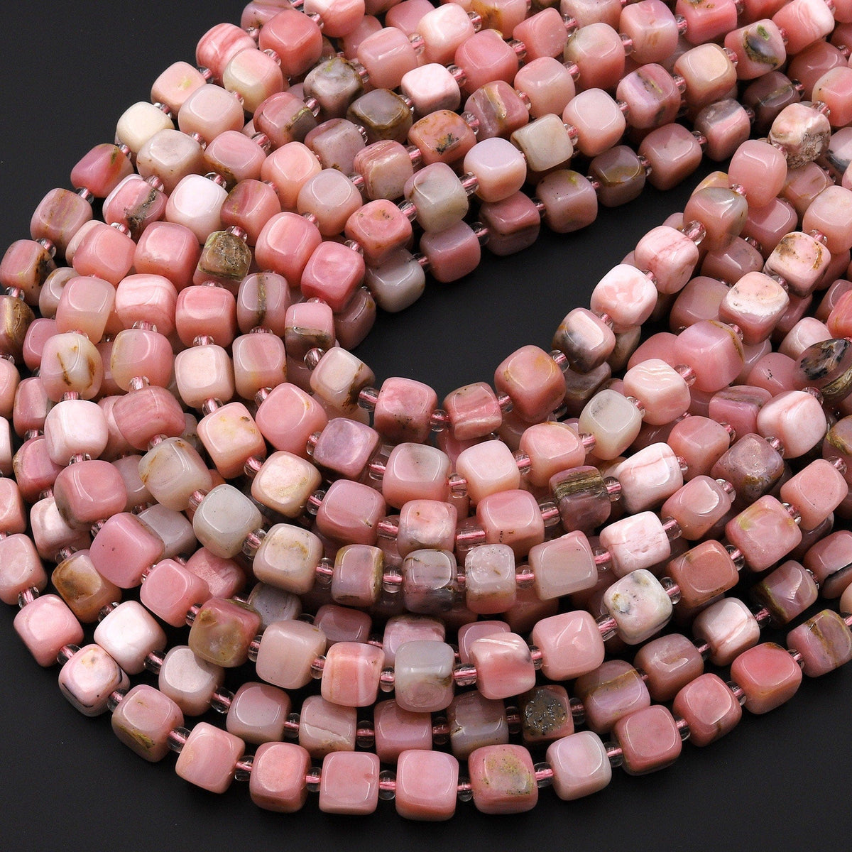 Natural Peruvian Pink Opal Cube Beads 15.5" Strand – Intrinsic Trading