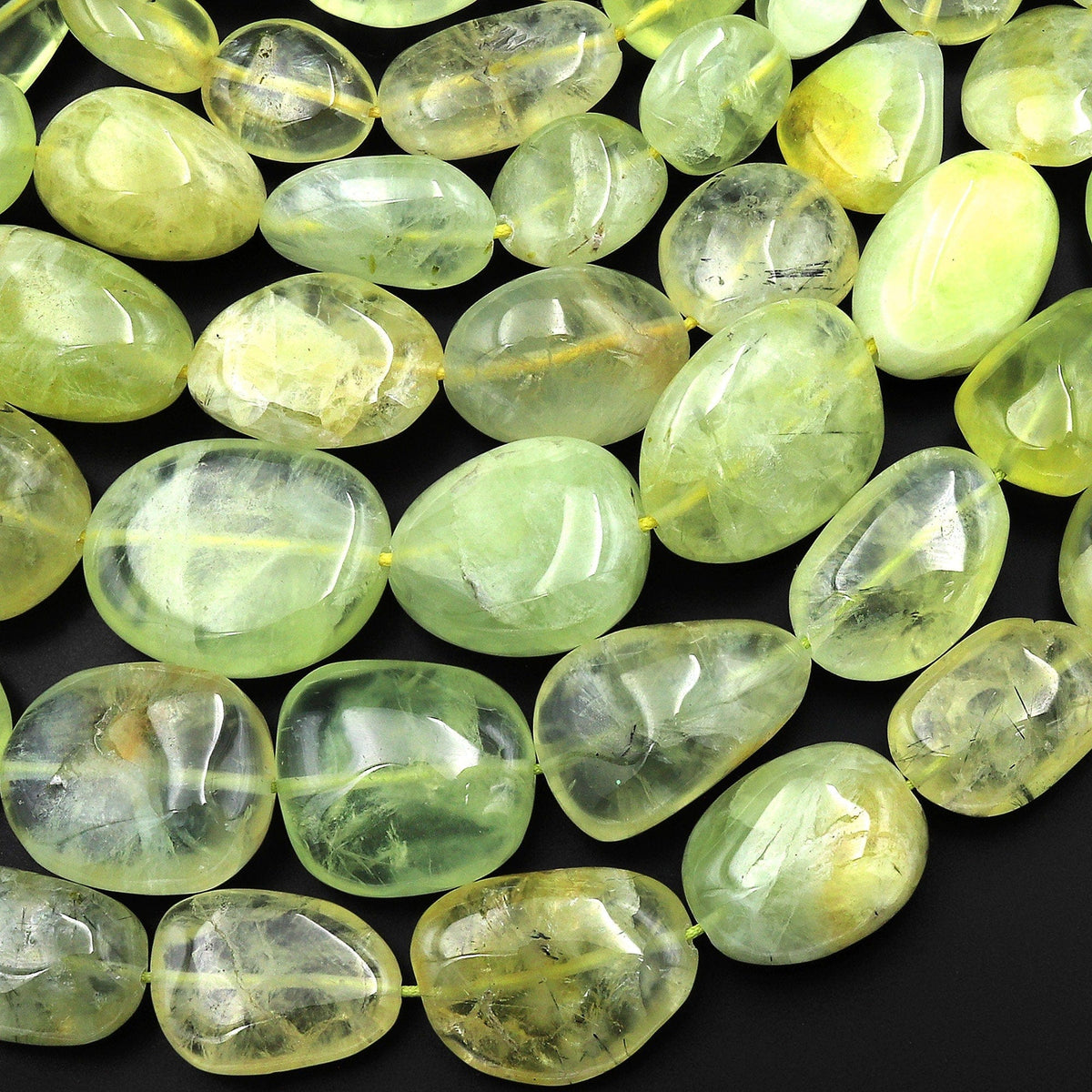 Large Natural Yellow Green Prehnite Freeform Rounded Nugget Pebble Bea ...