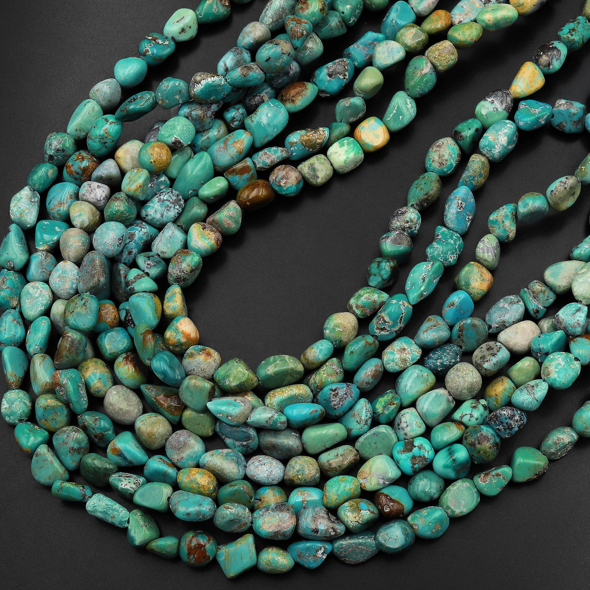 Genuine Natural Turquoise Small Pebble Beads Nuggets 15.5" Strand ...