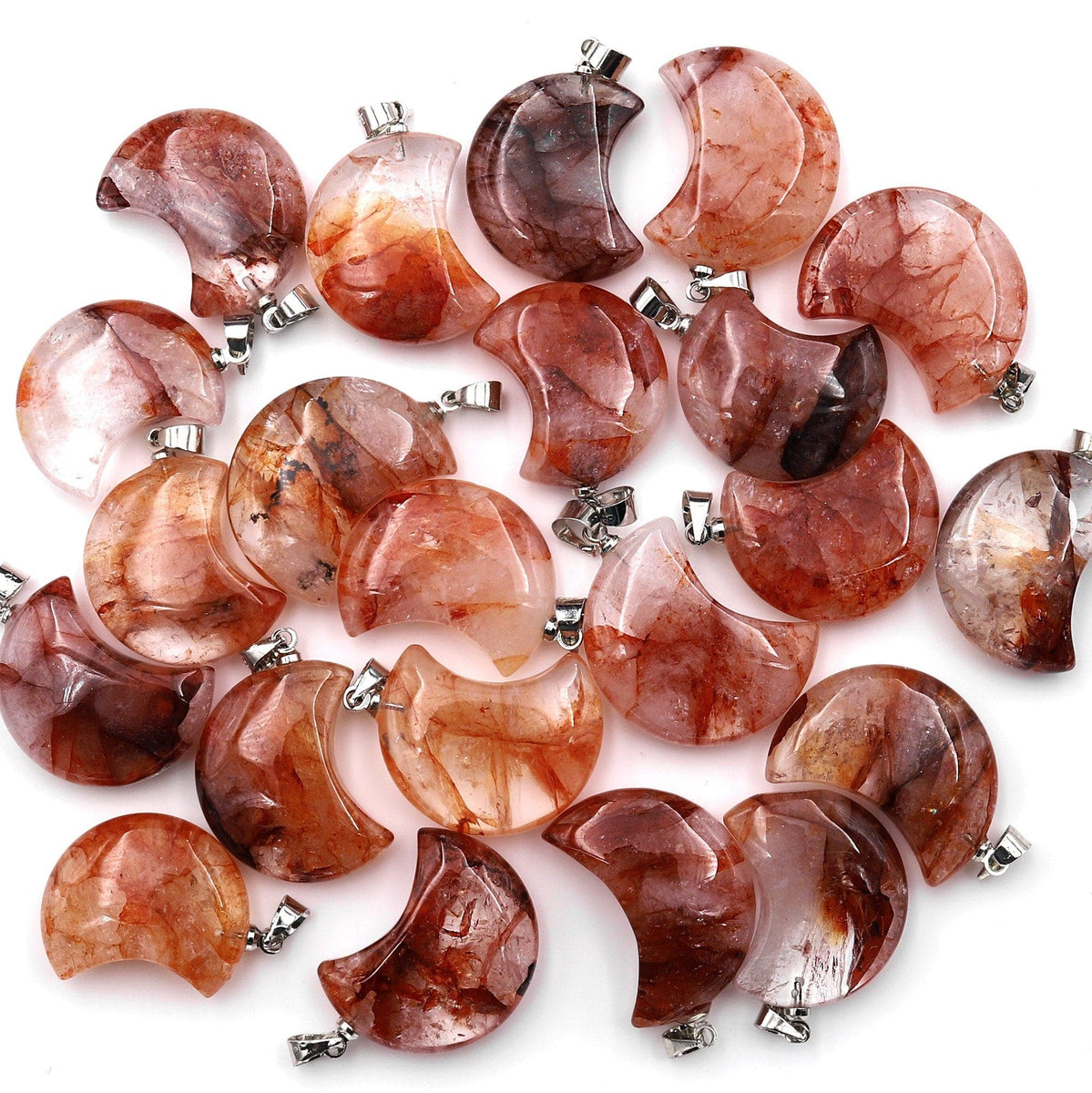 Natural Red Lepidocrocite Quartz Moon Pendant Gemstone – Intrinsic Trading