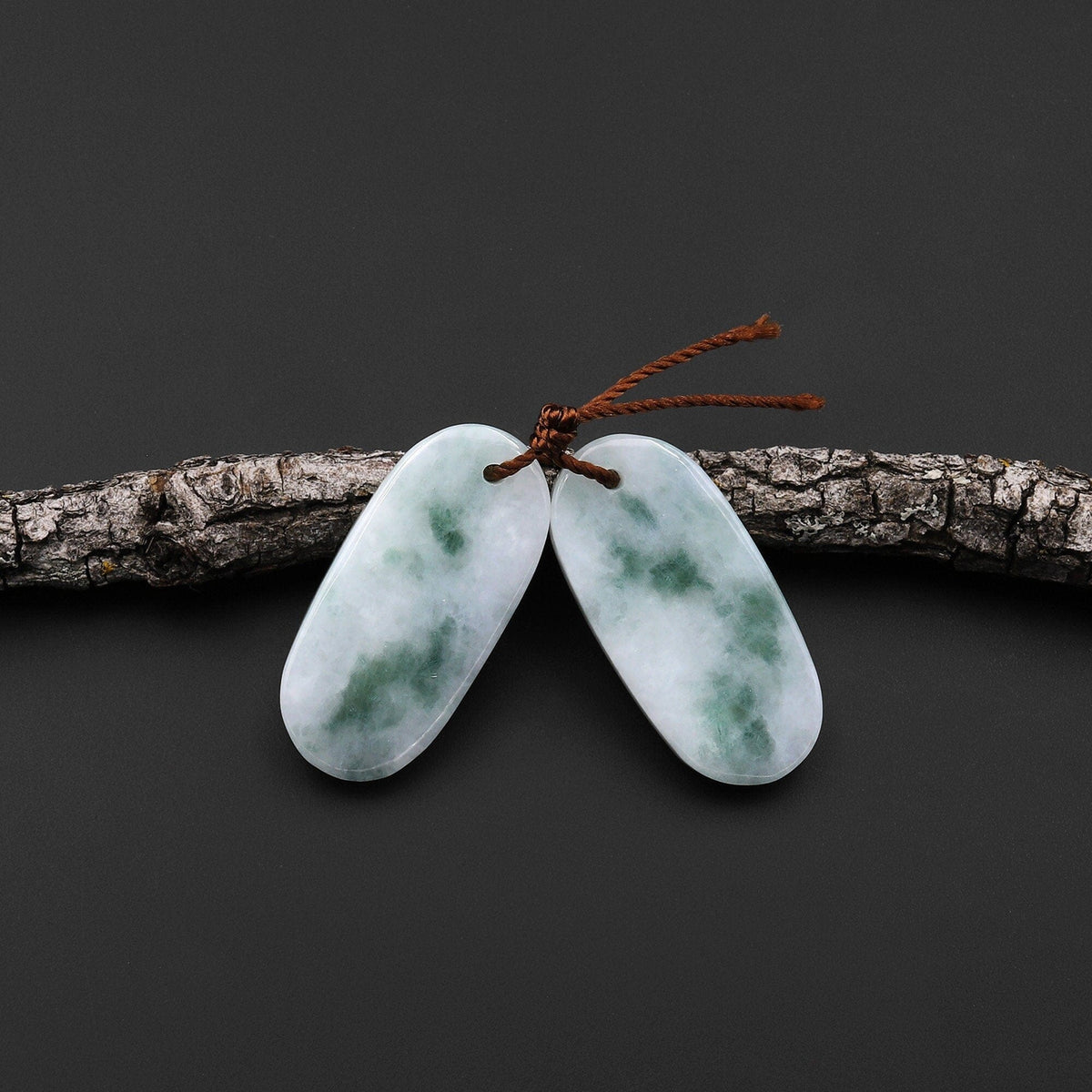 Real Genuine Natural Burma Jade Green Long Oval Earring Pair Gemstone ...