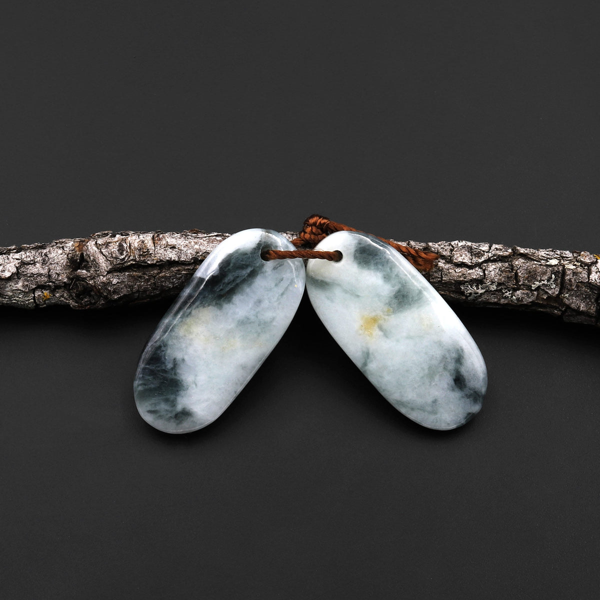 Real Genuine Natural Burma Jade Green Long Oval Earring Pair Gemstone ...