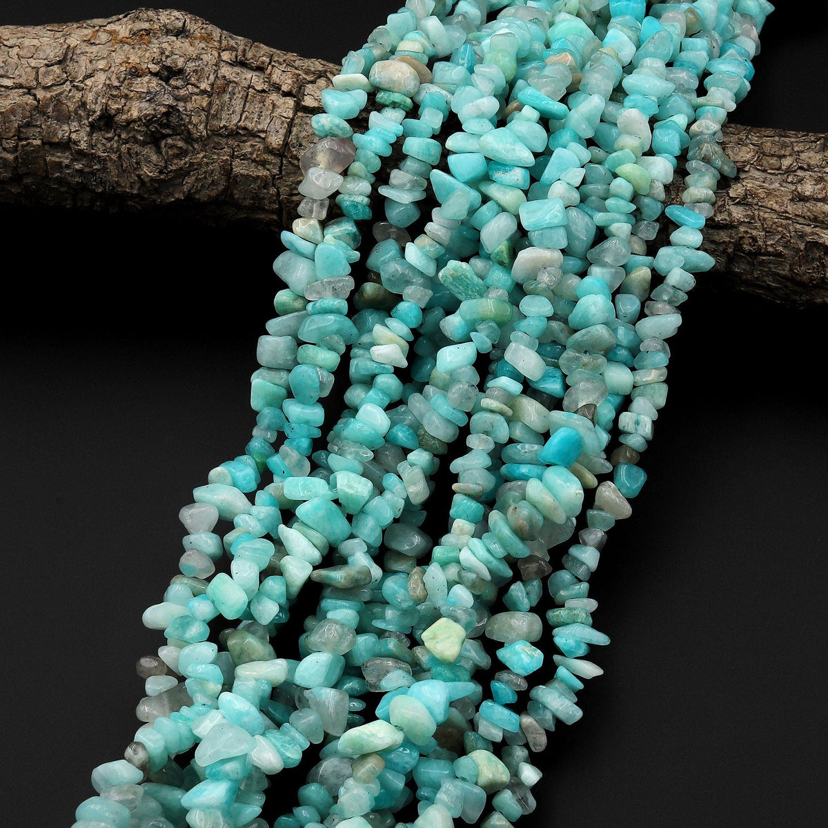Natural Peruvian Amazonite Freeform Pebble Chip Beads 15.5" Strand ...