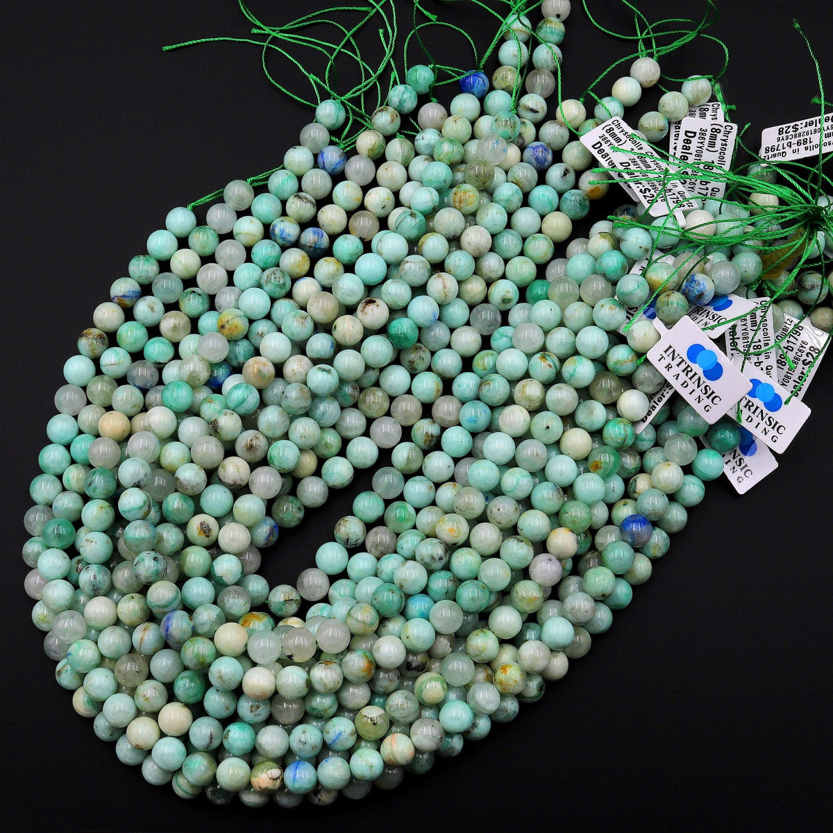 Rare Natural Chrysocolla Azurite in Quartz 4mm 6mm 8mm 10mm Round Bead ...