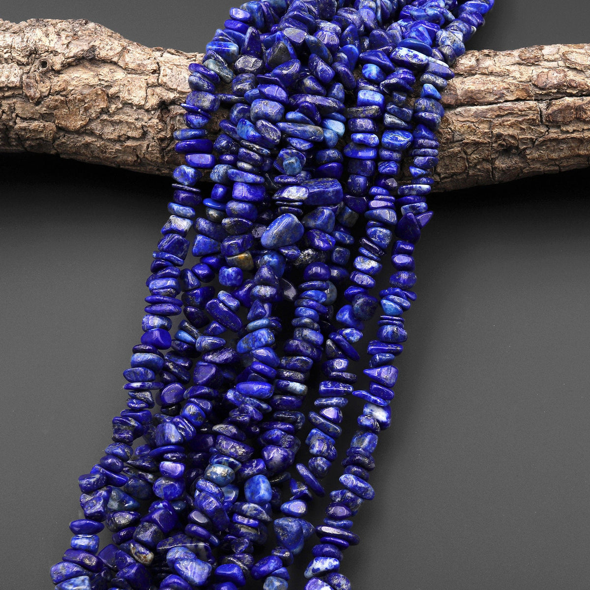 Natural Blue Lapis Freeform Pebble Chip Beads Gemstone 15.5" Strand ...