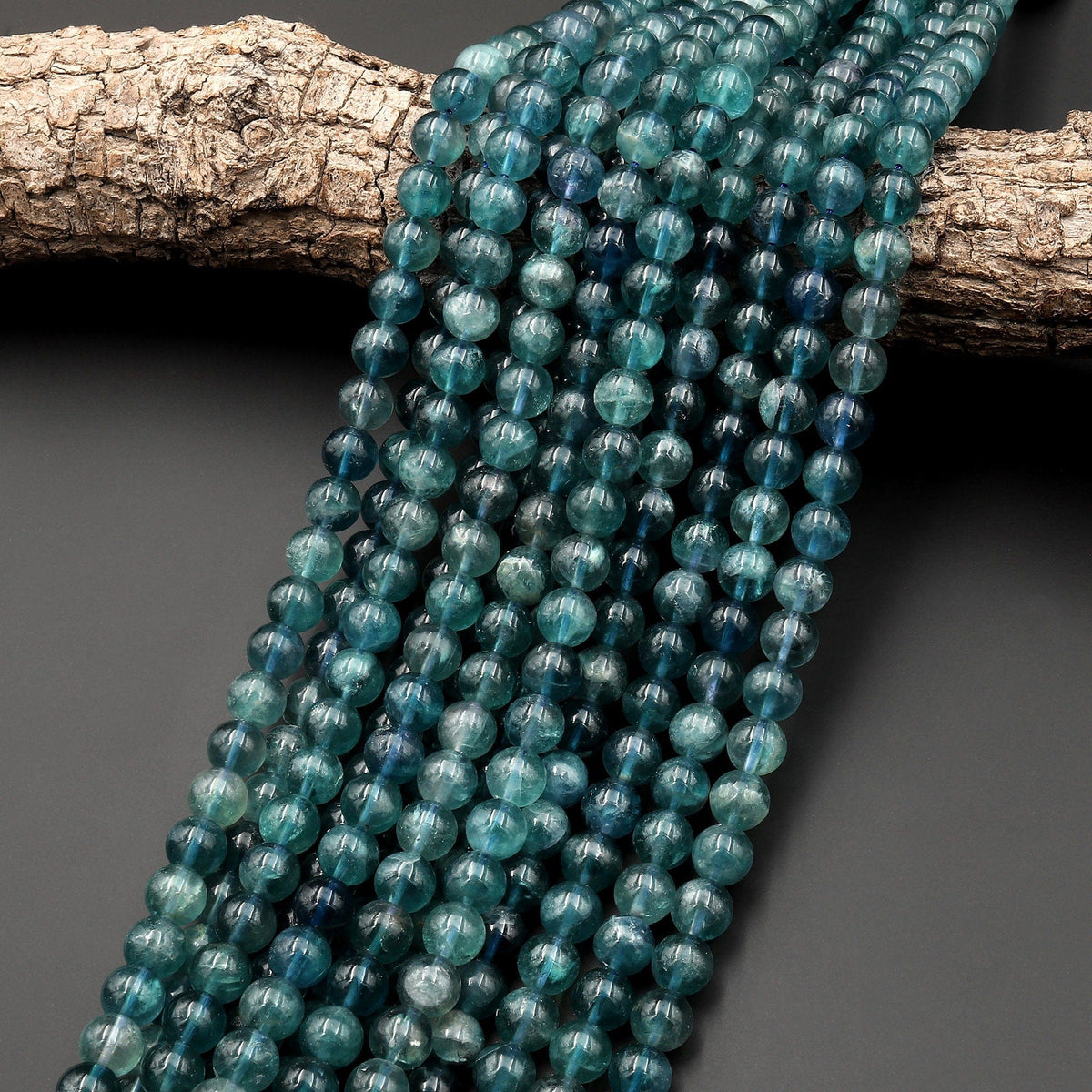 Natural Blue Fluorite Beads 6mm 8mm 10mm Round Smooth Beads 15.5" Stra ...