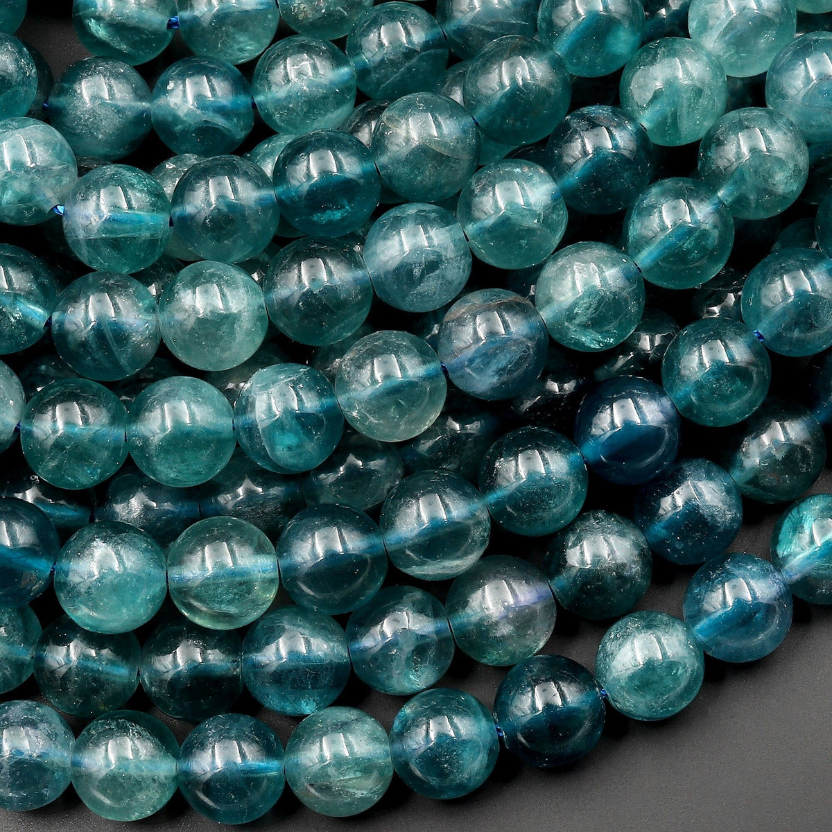 Natural Blue Fluorite Beads 6mm 8mm 10mm Round Smooth Beads 15.5" Stra ...