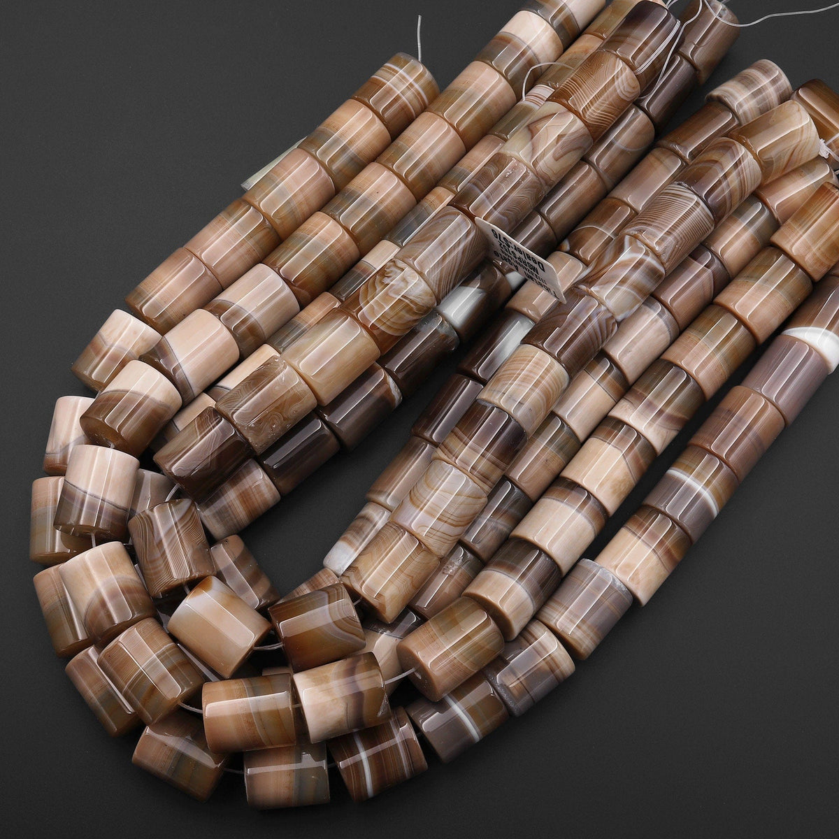Large Natural Tibetan Agate Beads Highly Polished Smooth Cylinder Tube ...