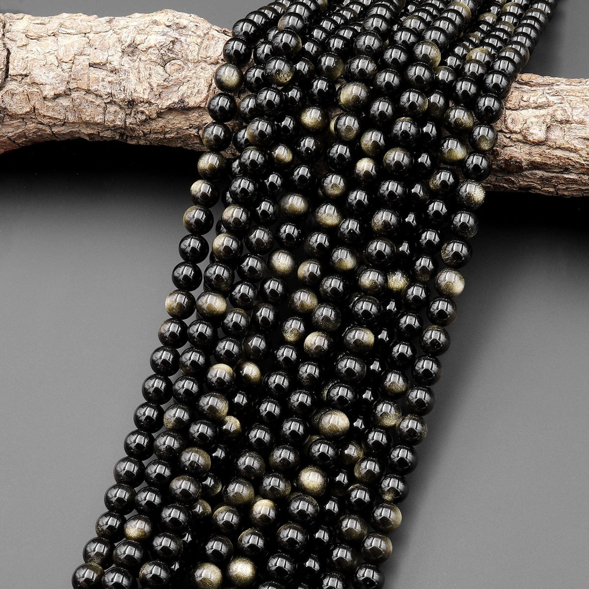 AAA Natural Golden Obsidian Beads 8mm 15.5" Strand – Intrinsic Trading