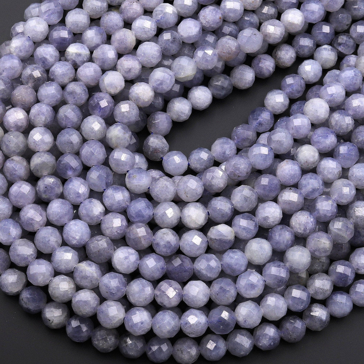 Faceted Natural Iolite Round Beads 6mm 7mm 8mm 10mm 15.5" Strand ...