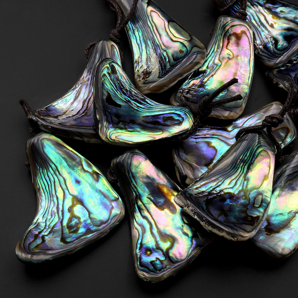 Real Natural Abalone Shell Freeform Pendant Rainbow Iridescent Peacock ...