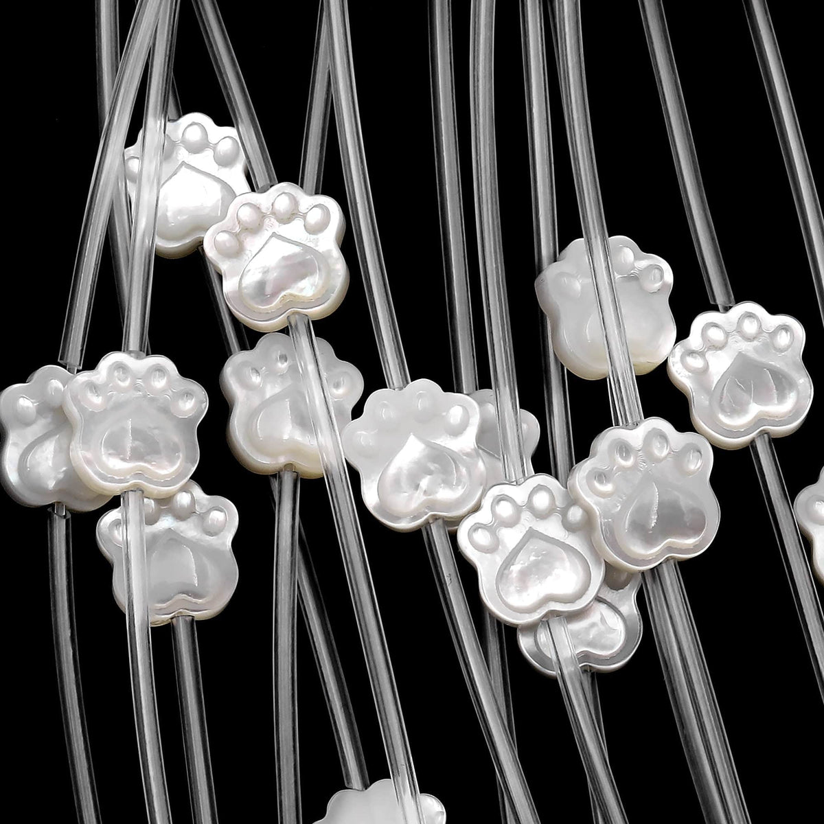 AAA Iridescent Carved Natural White Mother of Pearl Shell Cute Paw Pri ...