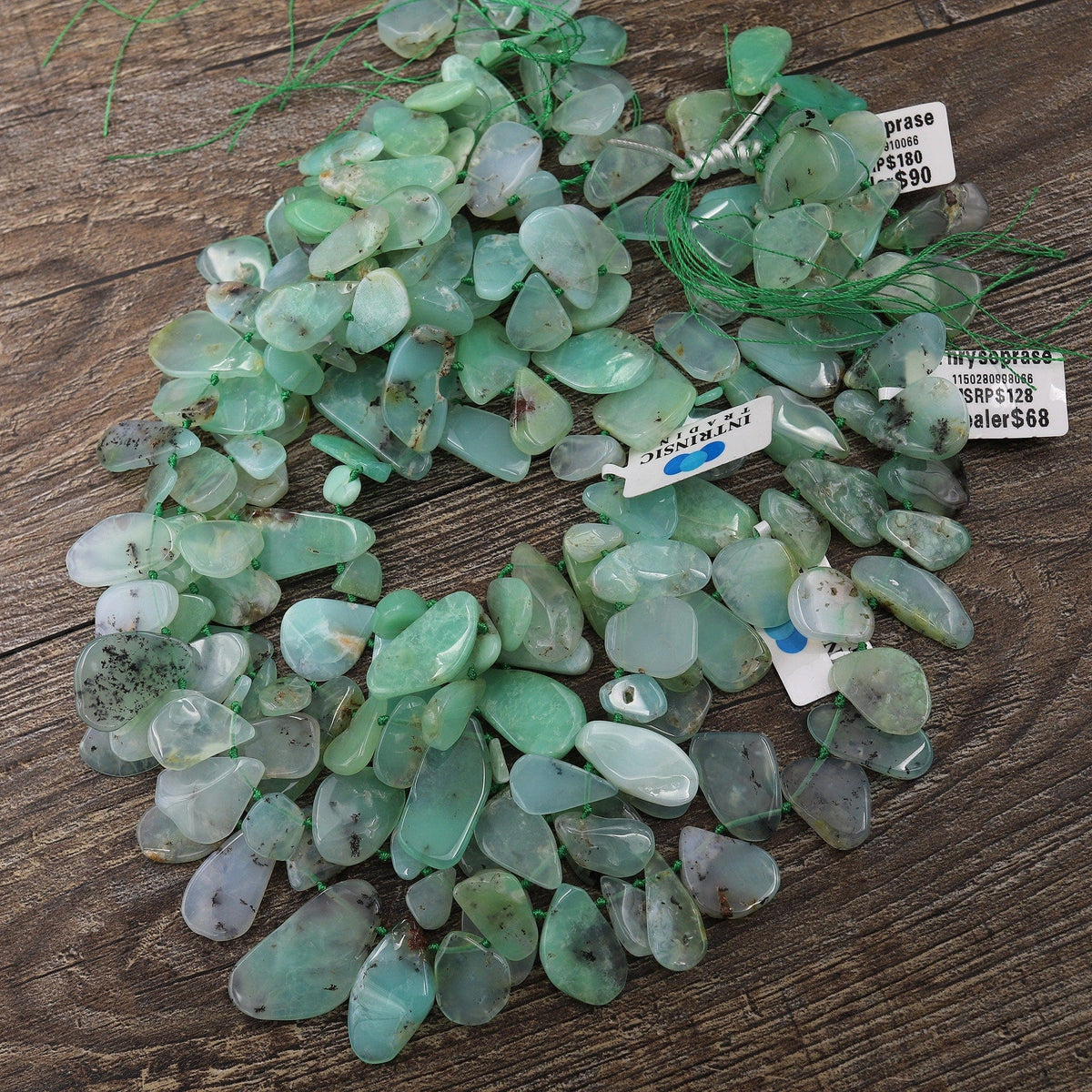 Natural Australian Brown Green Chrysoprase Beads Freeform Teardrop Thi ...