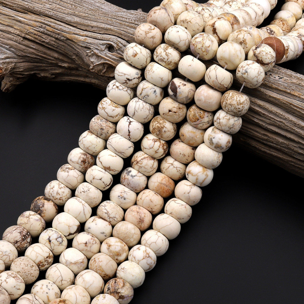 Large Natural White Turquoise Magnesite Beads 14mm 16mm Smooth Rondell ...