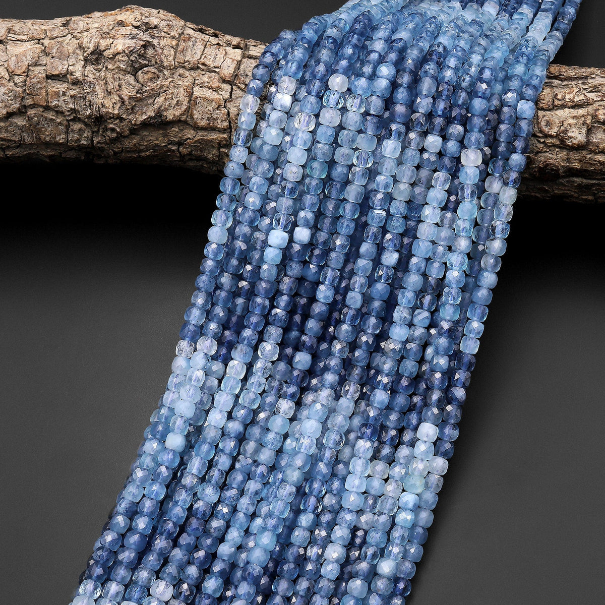 AAA Natural Santa Maria Blue Aquamarine Faceted 4mm Cube Beads Laser D ...