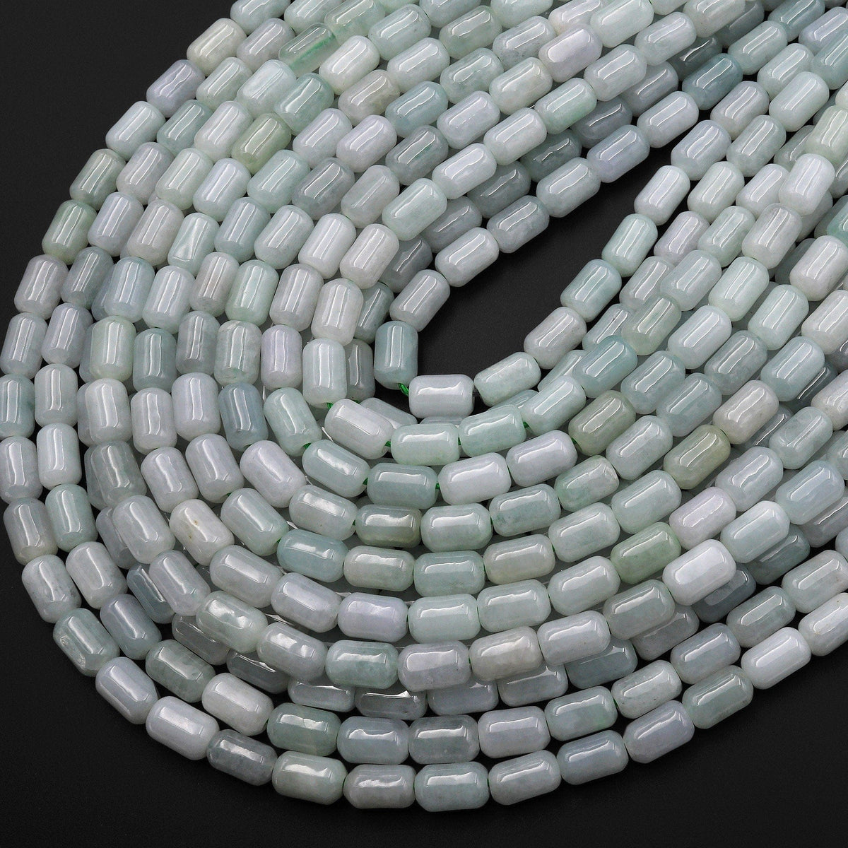 AAA Natural Light Green Burma Jade Thin Smooth Tube Cylinder Beads 15 ...
