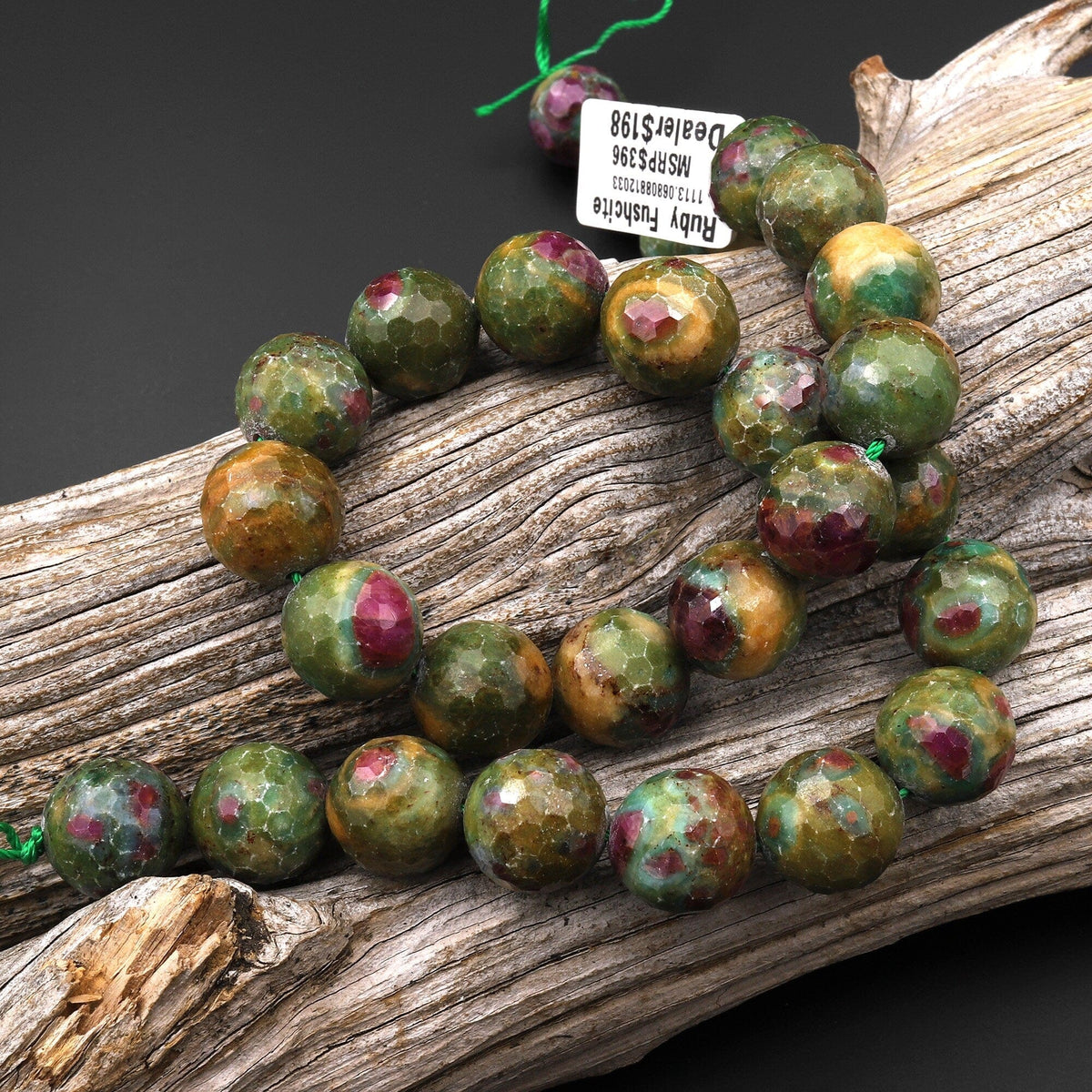 Large Faceted Natural Ruby Fuchsite Beads Round 14mm Gemstone 15.5" St ...