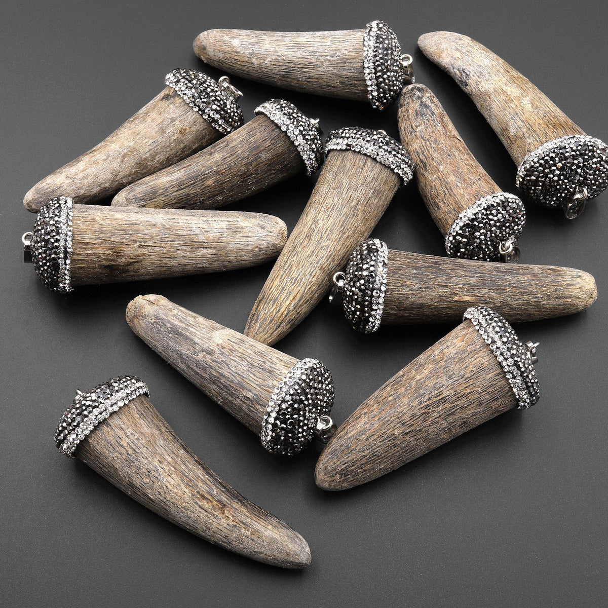 Wild and Exotic Real Buffalo Horn Pendant Sparkling Rhinestone ...