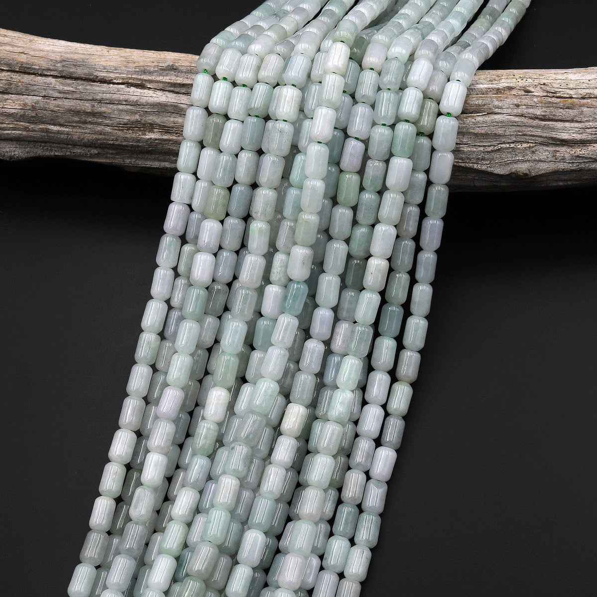 AAA Natural Light Green Burma Jade Thin Smooth Tube Cylinder Beads 15 ...