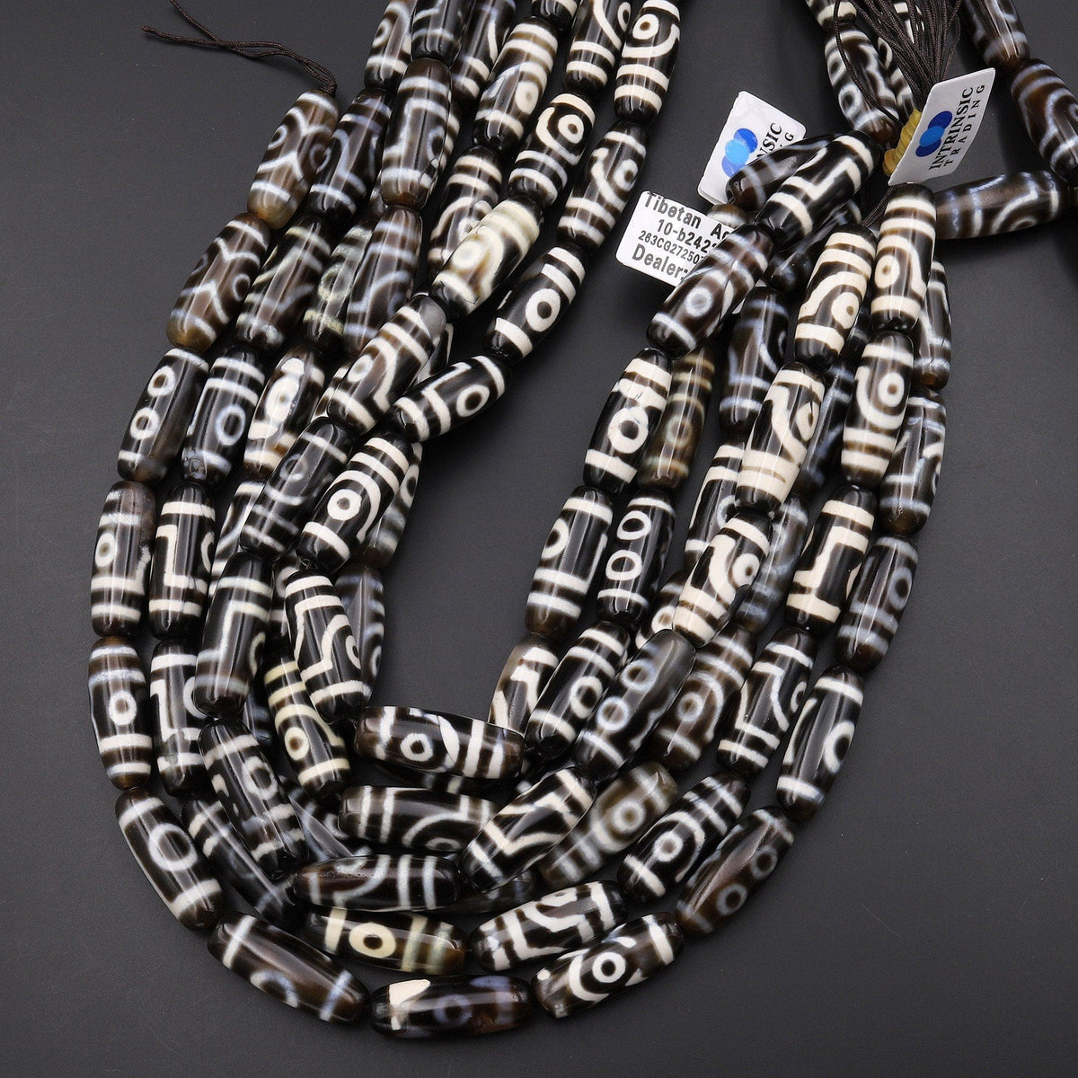 Large Tibetan Ghost Agate Cylinder Tube 28mm Beads Dzi Agate Brown Etc ...