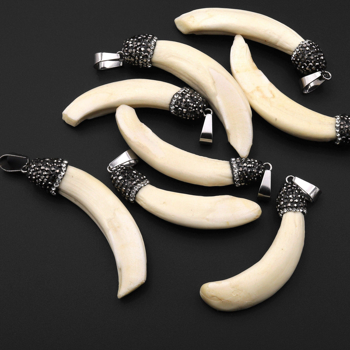 Wild and Exotic Real Wolf Tooth Pendant Sparkling Rhinestone ...