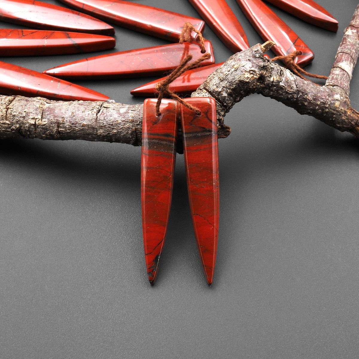 Natural African Bloodstone Matched Dagger Triangle Spike Earring Beads ...